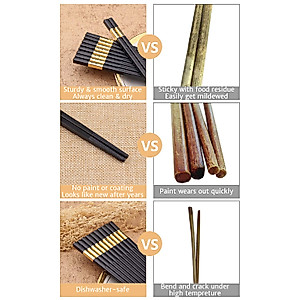 Goldage 5-Pairs Fiberglass Dishwasher-safe Chopsticks - Nordic Green (Gold. & Silver)