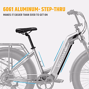 VELOWAVE Electric Bike 26" Fat Tire Electric Bike for Adults Ebike with 750W(Peak 1000W) Brushless Motor 48V 15AH Removable LG Cell Battery Step-Thru E Bike up to 32MPH Free Cable Lock& Bell