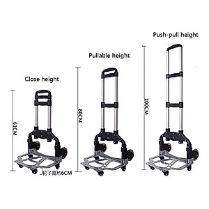 KNOXC Trolleys, Shopping Cart Hand Cart Folding Portable Trolley Car Shopping Cart Small Trailer Aluminum Trolley Luggage Cart Grocery Cart/Blue