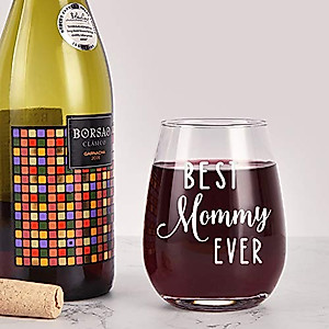 Best Mommy Ever Stemless Wine Glass, Funny Mom Wine Glass Gift for Mother’s Day 15Oz - Perfect Mom Gift for Mom New Mom from Husband Kids Son Daughter Friends, Unique Mom Gift for Birthday Christmas
