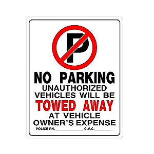 Hillman Group 842196 19 x 15 in. White Plastic Space No Parking Vehicles Will Be Towed Sign - 6 Piece66