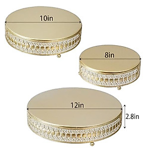 FEICTPOX Cake Stand Set of 3 Metal Cupcake Stands Dessert Display Plate for Wedding Party Birthday … (18K Gold)