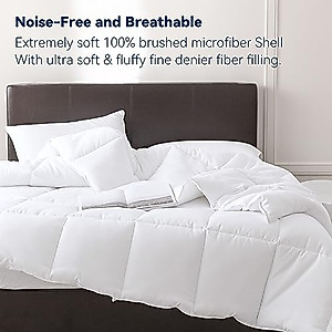 Downmemory King Comforter - All Season White Down Alternative Comforter with Corner Tabs and Side Loops,Fluffy Soft Noiseless Duvet Insert Machine Washable-106x90 Inches