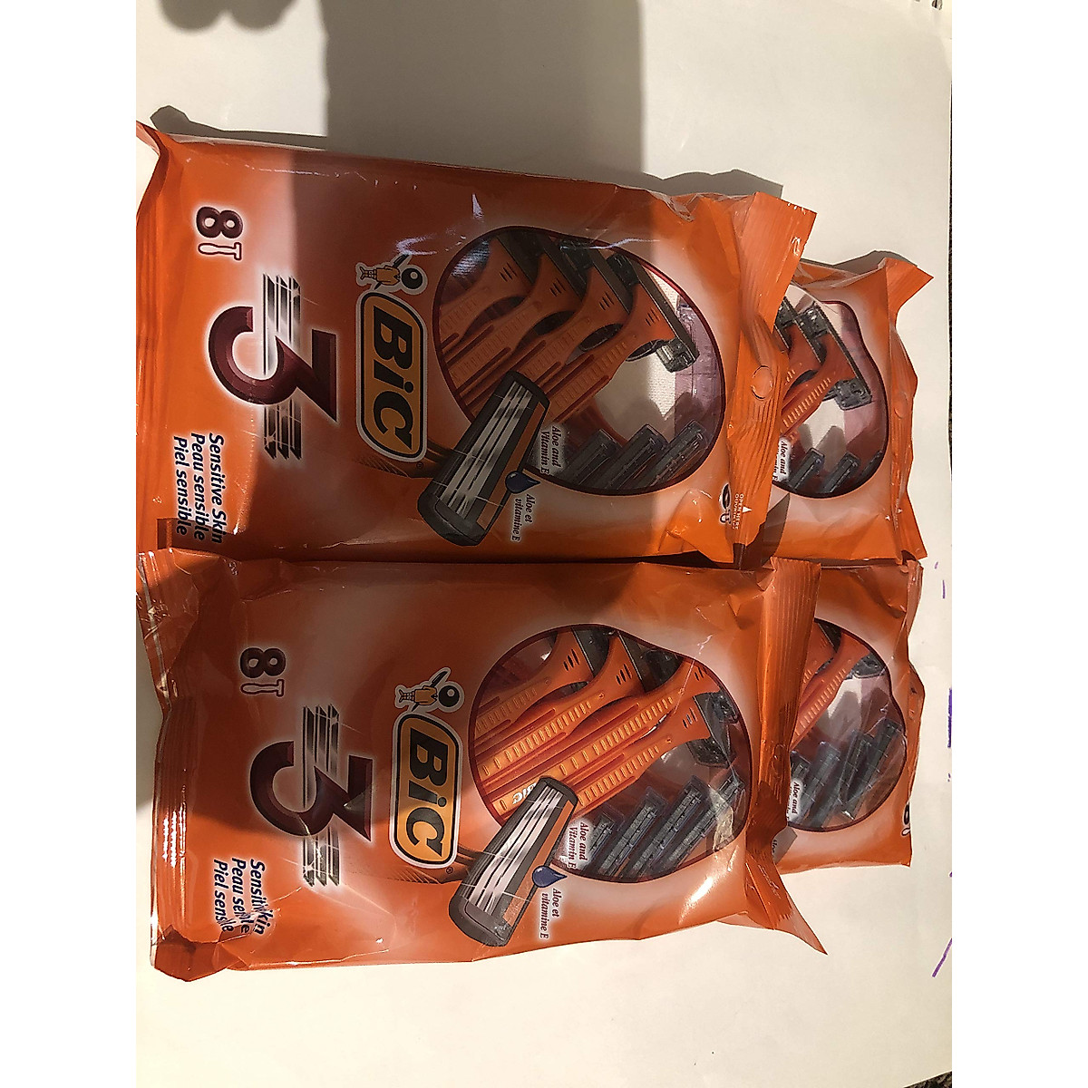 Bic 3 Sensitive Skin Disposable Shaver, Men, 8-Count (Pack of 4)