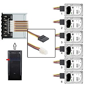 CY Hard Disk 6 Ways Control System Intelligent Control Management System HDD SSD Power Switch with 5.25 CD-ROM Bay
