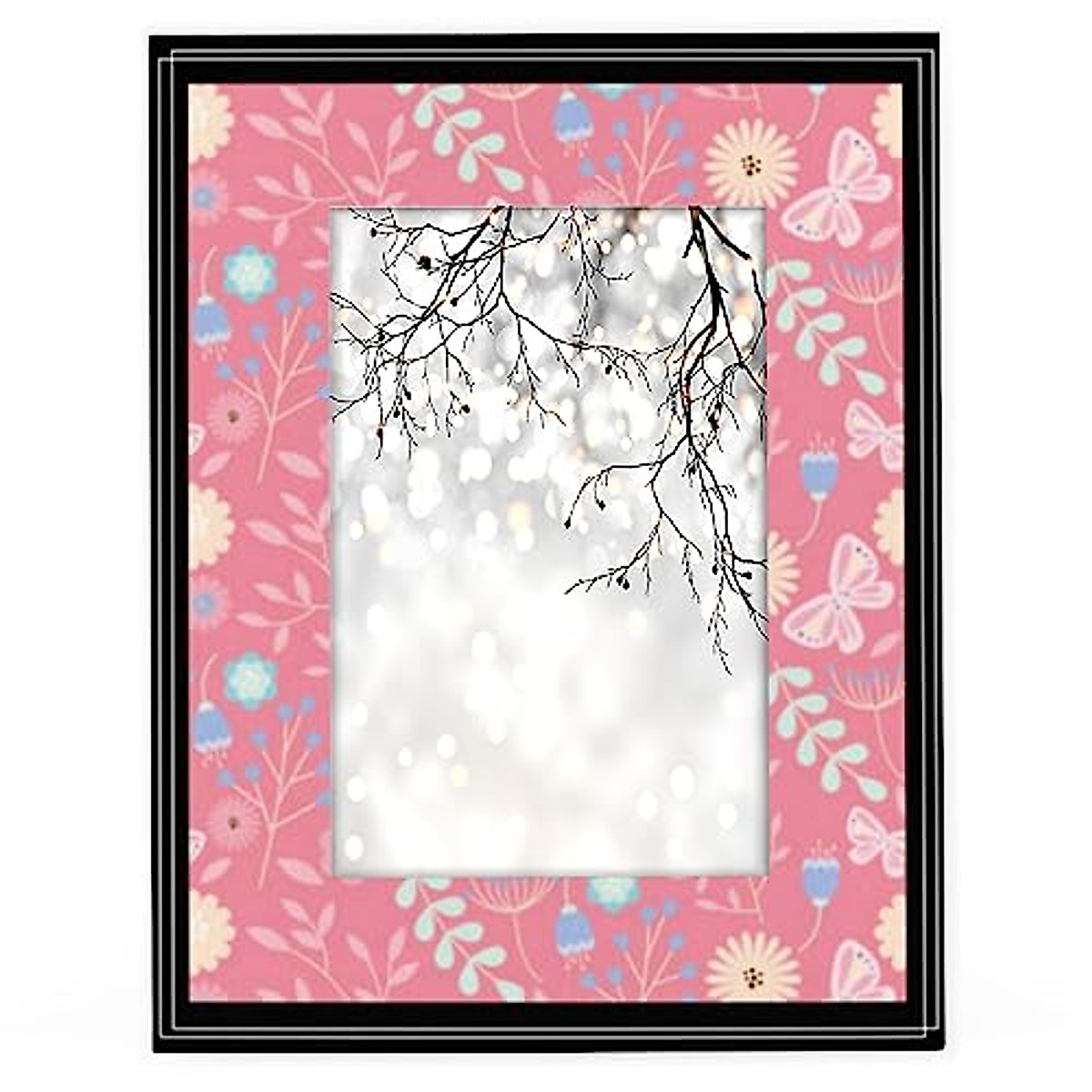 Lakiniss 5x7 Picture Frame, Picture Frames for Wall Eco Friendly Wood 5x7 Frame Durability Black Frames Poster Frames Gallery Photo Frame Picture Frames 5x7 (Flora Exploration Prints)