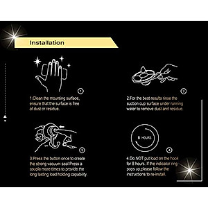 KiahLoc Patented Yellow Ring Indicator Suction Cup Double Rectangular Shelf, Removable Wall Vacuum Holder for Smooth Tile, Glass and Mirror, ABS Hook Cup Hold up to 22lb (Black)