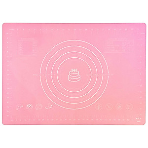 Pink Silicone Baking Mat Pastry Mat For Rolling Out Dough Pastry Pie Crust and Fondant Nonstick Thick Large 25” X 18” With Measurement, BPA Free Non stick Non Slip and Easy to Clean Reusable