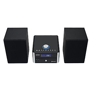 Jensen JBS-210 3-Piece Modern Compact Bluetooth Stereo Shelf System, CD Player, Digital AM/FM Stereo with Speakers, Aux-in, & Remote Control Included (Black/Silver)