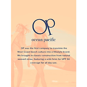 Ocean Pacific Beach Roll Up Straw Sun Hat Visor for Women, Sun Protection UPF 50 (Natural)