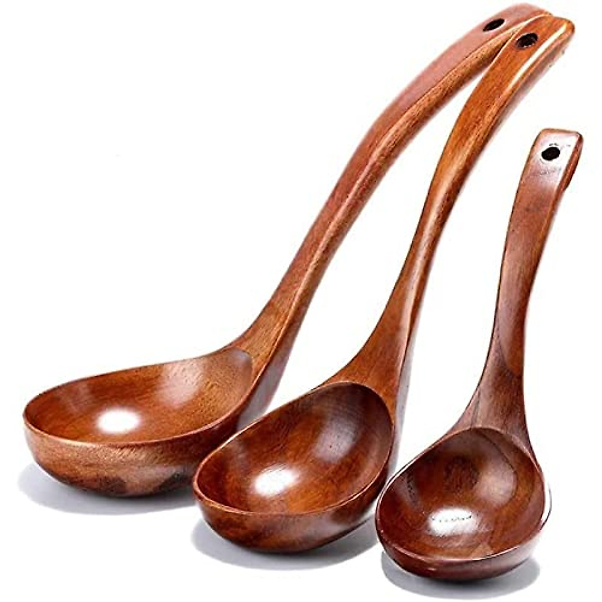 MABSSI Wooden Serving Spoon Ladle Large Natural Wood Soup Ladle Cooking Utensil Handmade Tableware for Kitchen Restaurant Porridge