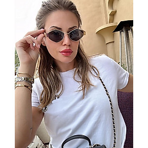 SDINM Hexagon Sunglasses for Women Retro Vintage Gold Metal Geometric Sun Glasses Shades UV Protection