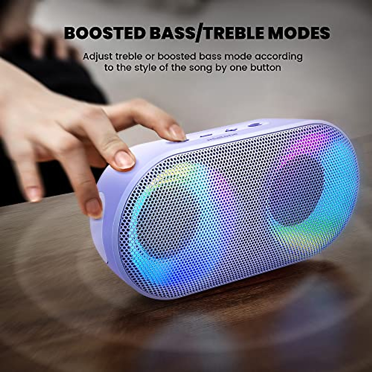 MIATONE Portable Bluetooth Speakers with Bass, Wireless Speakers with Powerful Subwoofer, IPX7 Waterproof, Bluetooth 5.3, 24H Playtime, TWS Portable Speaker with Lights for Gifts Party Outdoor Shower