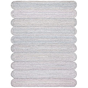 SAFAVIEH Cape Cod Collection Accent Rug - 4' x 6', Ivory & Green, Handmade Braided, Ideal for High Traffic Areas in Entryway, Living Room, Bedroom (CAP229A)