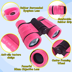 ESSENSON Binoculars for Kids Toys Gifts for Age 3-12 Years Old Boys Girls Kids Telescope Outdoor Toys for Sports and Outside Play Hiking, Bird Watching, Travel, Camping, Birthday Presents (Pink)