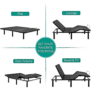 Split King Adjustable Base King Size 15" Split King Adjustable Bed Frame with Remote Base de Cama King Size Adjustable Bed Frame Black King Size Bed with 7 Positions Foldable Electric Adjustable Beds
