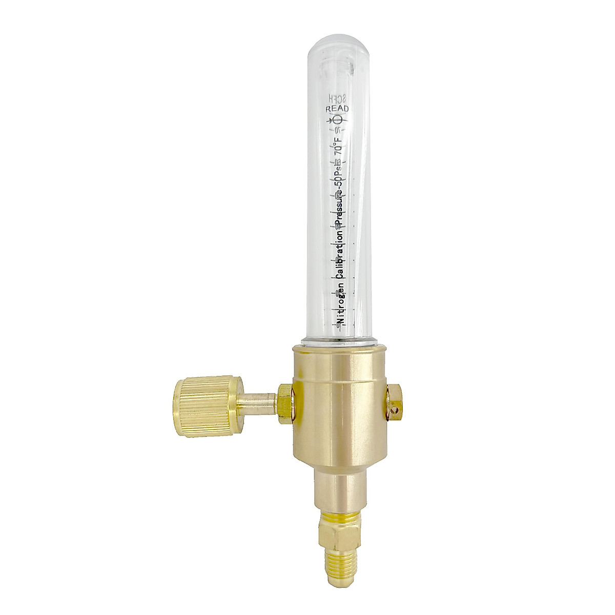 RX WELD Nitrogen Flow Indicator 1/4" SAE Flare Inlet and Outlet 50PSI 1YR Warranty