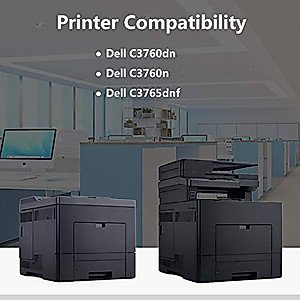 4-Pack (BK/C/M/Y) 331-8425 8427 8428 8426 Compatible Toner Cartridge Replacement for Dell C3760dn C3760n C3765dnf Printer,Sold by TopInk
