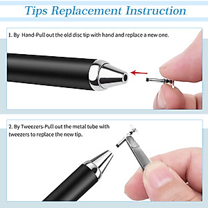 Mixoo Retractable Stylus for Touch Screens - High Sensitivity Universal Stylus Touch Screen Pen with 3 Replaceable Disc Tips for iPad iPhone and All Other Capacitive Tablets & Cell Phones (Black)