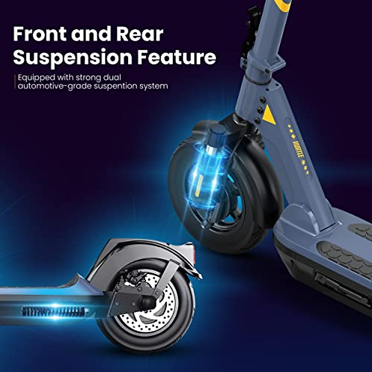 Hurtle Folding Electric Scooter - 10” Honeycomb Tires, 25 Miles Range, 19 MPH Max Speed, 500W 36V Brushless Motor Escooter with App Control, E-ABS Front Drum & Rear Disc Brakes, E-Scooter for Adult