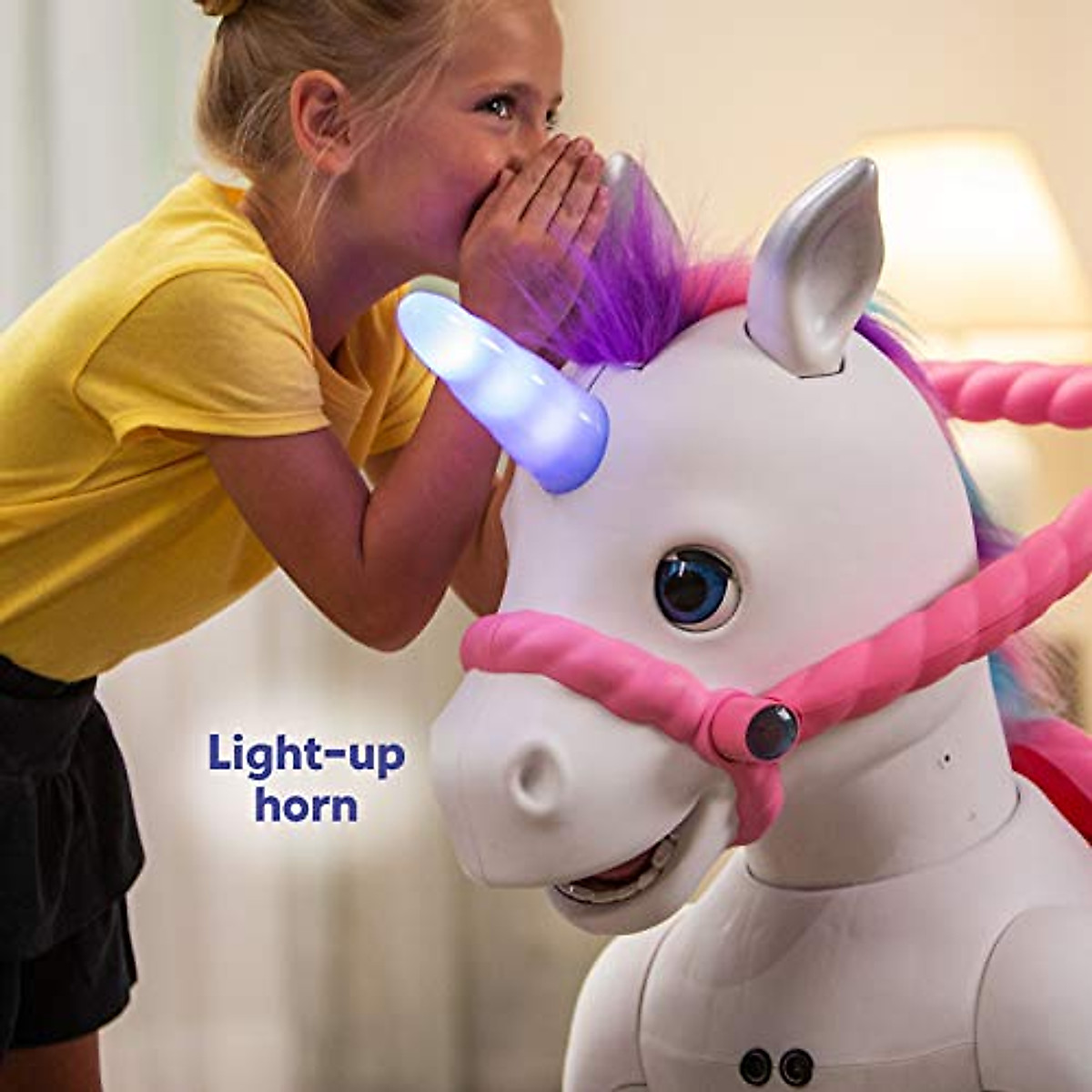 Kid Trax Toddler/Kids Rideamal Unicorn 12 Volt Ride On Toy, Max Rider Weight of 70lbs, Interactive, Responds with Movement, Lights, and Sound, Accessories Included , White