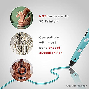 3D Pen Filament Kit Refills for 3D Pens - PLA 1.75mm Filament Color Pack Sample | Create Professional Art with 3D Pen Refills for Kids and Adults 3-D PLA Printing Filament Bundle Kit Accessories