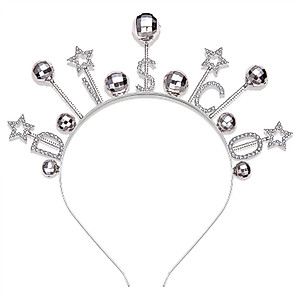 CEALXHENY Disco Ball Headbands for Women Rhinestone Star Hairband Glitter Mirrorball Headbands 70s 80s Disco Costume Outfits Music Concert Hair Accessories Holiday New Year Party Favors (Pattern A)