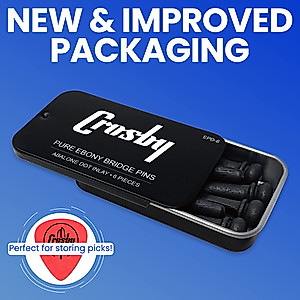 Crosby Slotted Pure Ebony Bridge Pins with Abalone Dot Inlay for 6 & 12 String Acoustic Guitar