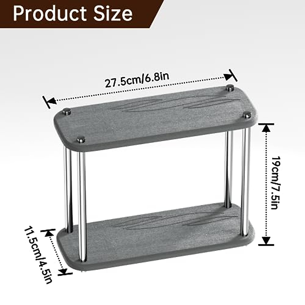Suewidfay Kitchen Sink Caddy Tidy Organizer, Instant Quick Fast Drying Diatomaceous Earth Sink Absorbing Stone Sponge Holder, Toothbrush Holder, 2-Tier, Grey
