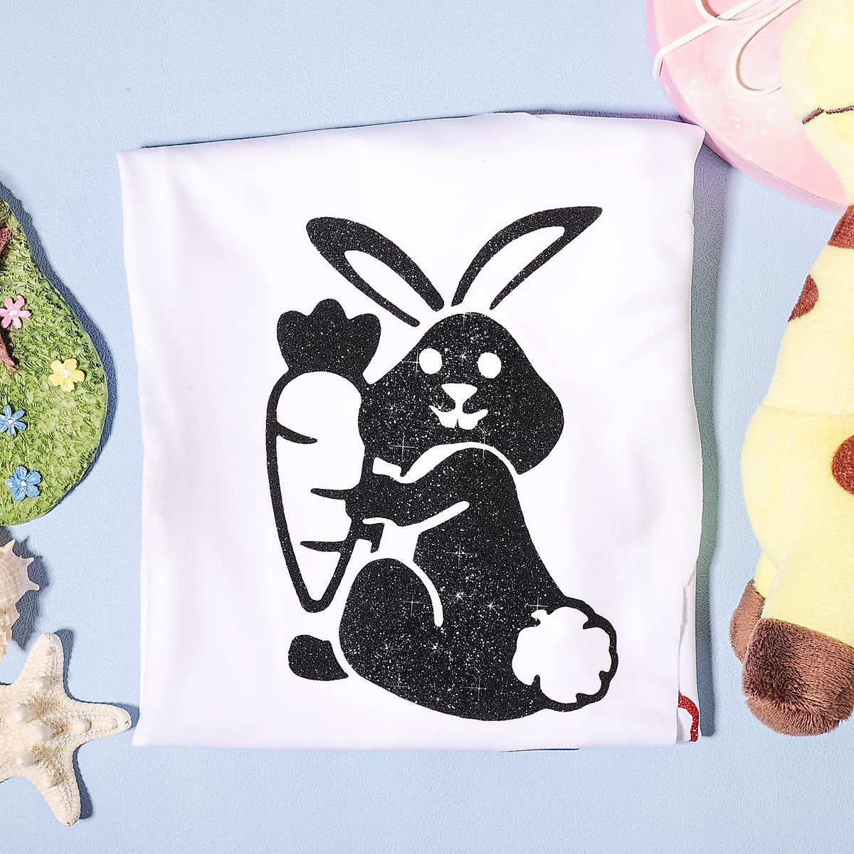 GIRAFVINYL Black Glitter HTV Vinyl Heat Transfer,Black Glitter Iron on Vinyl 10" X 5 FT Sparkle Black Glitter Vinyl Roll for Shirt,and Fabric Decorations (Black)