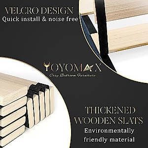yoyomax Full Size Upholstered Bed Frame Platform with Linen Fabric Headboard and Strong Wooden Slats Support, Non-Slip & Noise-Free, Easy Assembly, No Box Spring Needed, Blue