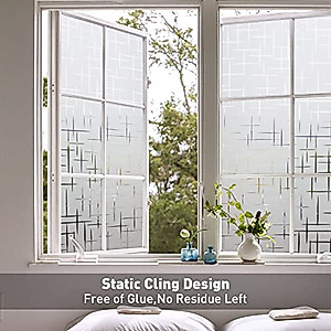 UETEX Window Film,Frosted Privacy Film for Glass Door,Self Static Cling Frosting Decorative Window Stickers Window Covering for Home Bathroom, Cross Pattern 23.6 x 78.7 inches
