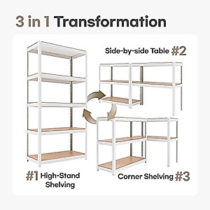 HOMEDANT House 5-Tier Laminated Metal Shelving Unit Adjustable Storage Utility Rack Heavy Duty Shelves Organization Multipurpose Shelf Kitchen Garage Pantry Closet 1Pack