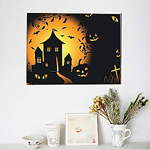 MSGUIDE Wall Art Canvas Halloween Haunted House Decorative Painting for Living Room Bedroom Office (16 Inch X 12 Inch X 1 Panel)