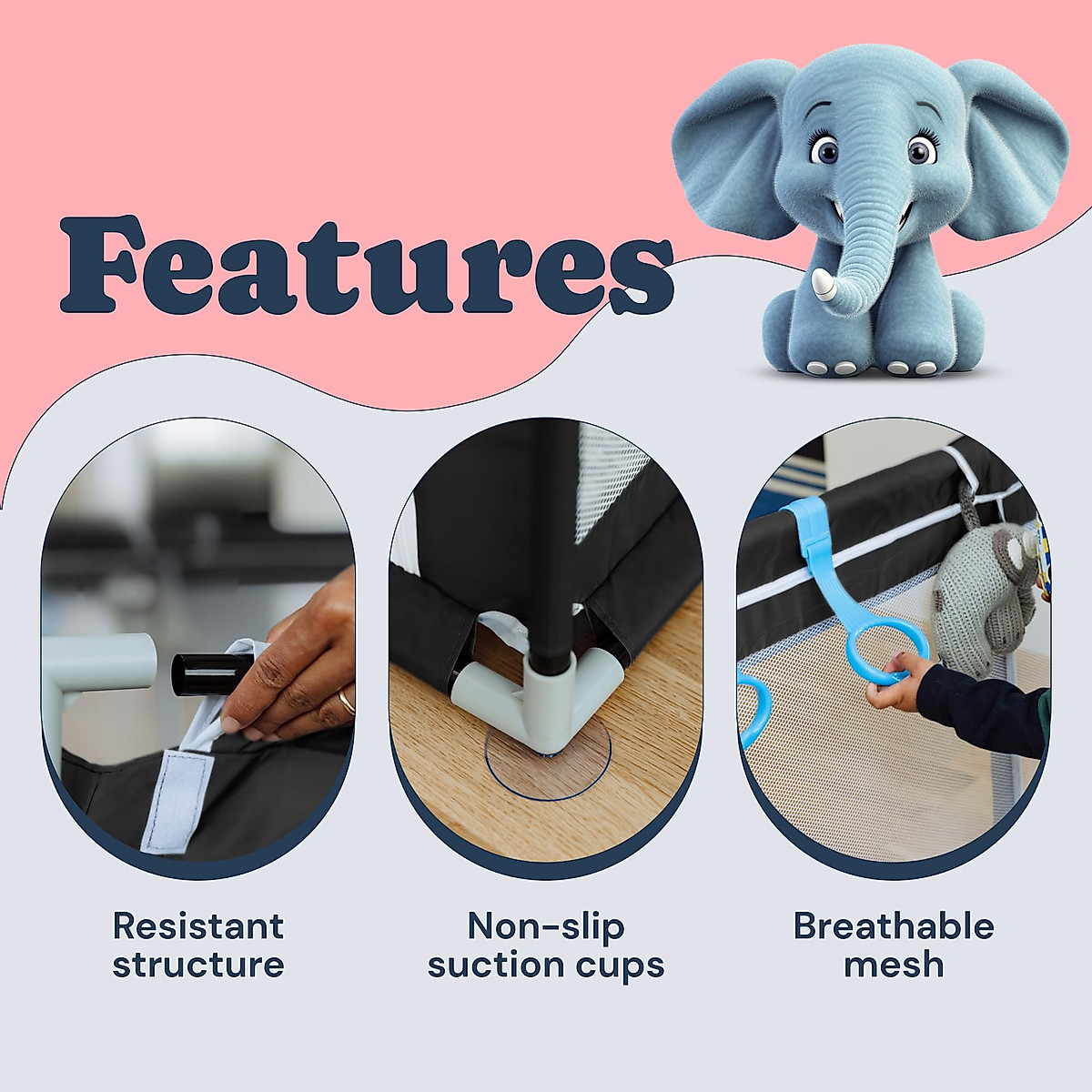 TODALE Baby Playpen for Toddler, Large Baby Play Yard, Safe No Gaps Playpen for Babies,Baby Gate Playpen(Black,50”×50”)