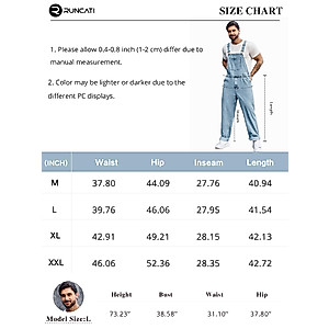 Runcati Men's Denim Bib Overalls Jeans Fashion Boot Cut Trousers Casual Slim Fit Adjustable Straps Jumpsuit (US, Alpha, X-Large, Regular, Regular, Navy Blue)