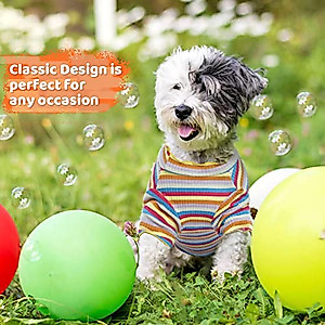 T'CHAQUE Cotton Dog Shirt Rainbow Striped Cat Tee Shirts, Breathable Soft Pet Basic Clothes for Small Medium Dogs/Cats, Adorable Puppy Apparel Cat Jumpsuit for All Season, Pets Clothing Pullover, L