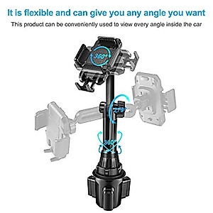 Lorima Cup Phone Holder for Car, [Easy to Install & Height Adjustable], Cup Holder Phone Mount for iPhone Samsung and All 4-6.7in Cell Phones,Cup Holder Phone Holder for Cars/SUVs/Trucks