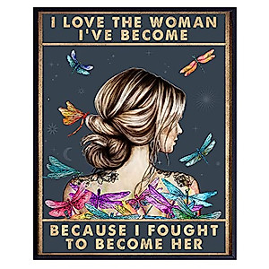 Inspiring Positive Quotes Sayings for Wall Decor - Uplifting Inspirational Encouragement Gifts for Women, Teens, Girls - Motivational Wall Art Posters - Positive Affirmations - Boho Dragonfly Decor