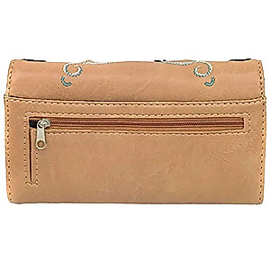 Zelris Western Silver Cross Turquoise Conceal Carry Women Tote Purse Wallet Set (Tan)