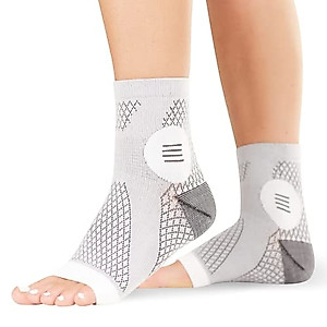 BraceAbility Neuropathy Socks - Peripheral Neuritis Therapy Compression Diabetic Open-Toe Foot Sleeves for Ankle Gout, Nerve Damage Pain in Legs and Feet Relief Brace for Men and Women (L - 1 Pair)