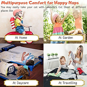 Lukeville Luxury Linen Cot Sheets for Daycare, Pre-School/Standard Size Daycare Cot Sheet 22" x 40" - Sleeping Cot Sheets - Breathable Microfiber Toddler Cot Bed Cover Sheet - (Pack of 6, Navy Blue)