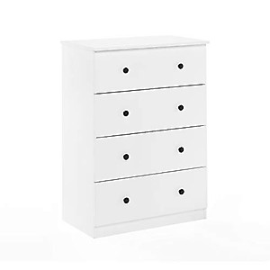 Furinno Tidur Simple Design Dresser, 4-Tier Knob, Solid White