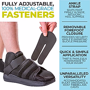 BraceAbility Closed Toe Medical Walking Shoe - Lightweight Surgical Foot Protection Cast Boot with Adjustable Straps, Orthopedic Fracture Support, and Post Bunion or Hammertoe Surgery Brace (M)