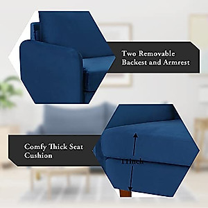 Hdxdkog Velvet Loveseat Sofa, 69'' Mid Century Modern Small Love Seats Furniture Comfy Couch for Living Room, Upholstered 2 Seater Sofa for Small Apartment (Blue)