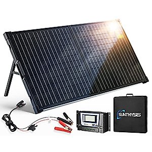 SUNTHYSIS 100W 12V Portable Foldable Solar Panel Kit with 20A PWM Charge Controller + Adjustable Kickstand + Connectors + Suitcase, Starter kit for RV/Camping/Power Station/Smart Phone/Off Grid