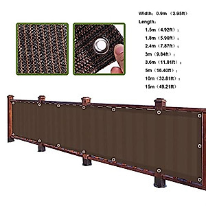 Balcony Privacy Screen Deck Cover, Mesh Windscreen Sun Shade UV-Proof Fence Privacy Screen for Apartment, Backyard, Garden, Brown (Color : Brown, Size : 0.9x5m)