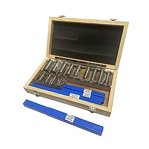 ICZW Keyway Broach Set HSS Keyway Cutting Tool for Lathe Metric Size Broaches with Bushings and Shims (22 pcs)