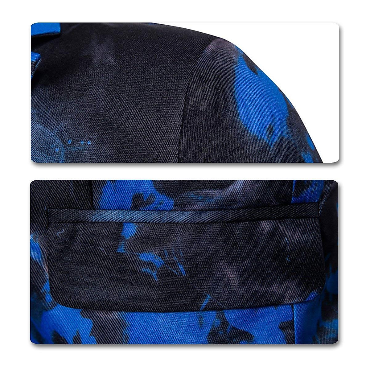 Mens Suit Jacket Slim Fit Printed One Button Floral Casual Blazer Sports Coat (Medium/ 38R,Blue 01)