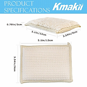 KMAKII Bamboo Kitchen Sponges Dish Sponges Natural Cleaning Sponges Beige 6 Pack